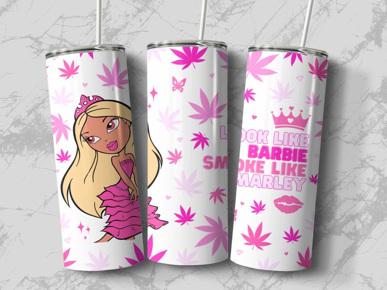 Weed Tumbler Wrap 20oz, Weed Design for Smoker Girls, Barbie Tumbler ...