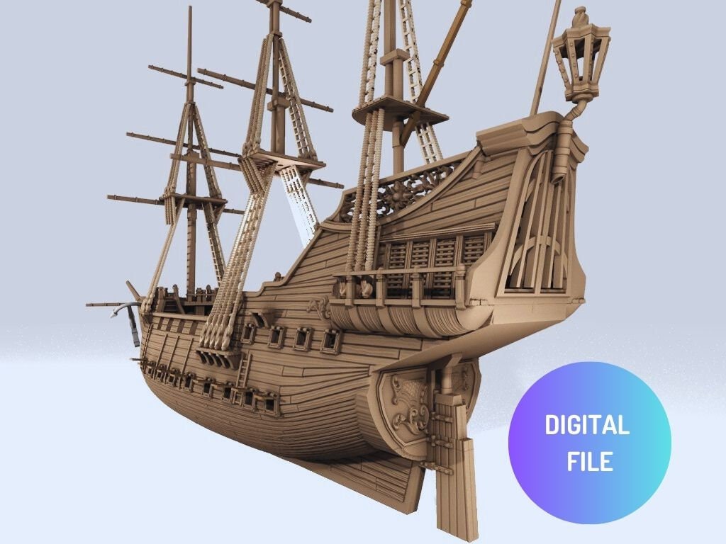 Galleon STL Model STL File 3D Printable Model - Etsy
