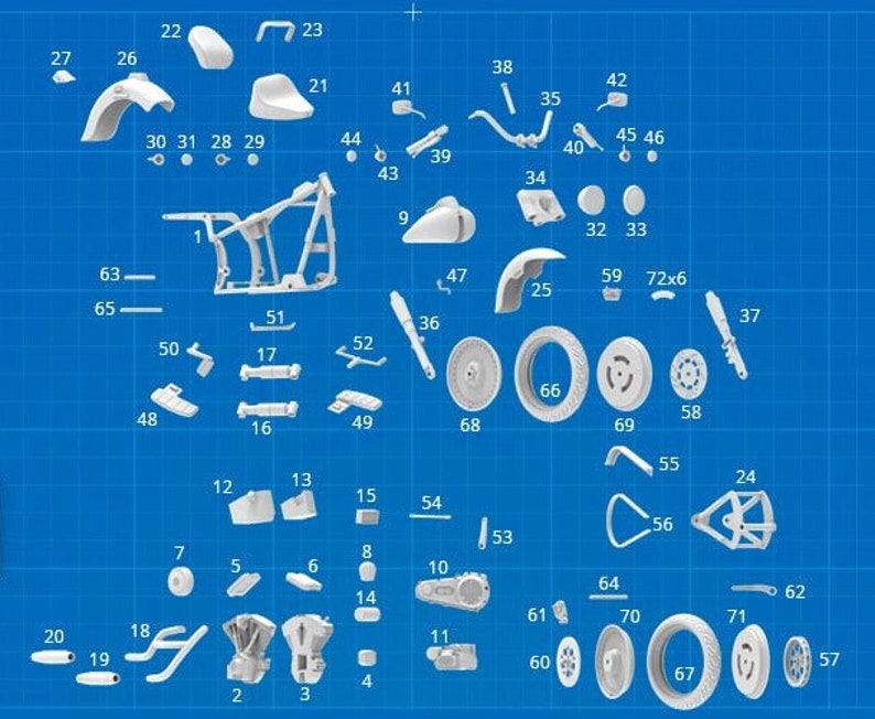 Chopper Motorcycle Stl Model Stl File 3d Printable Model Etsy