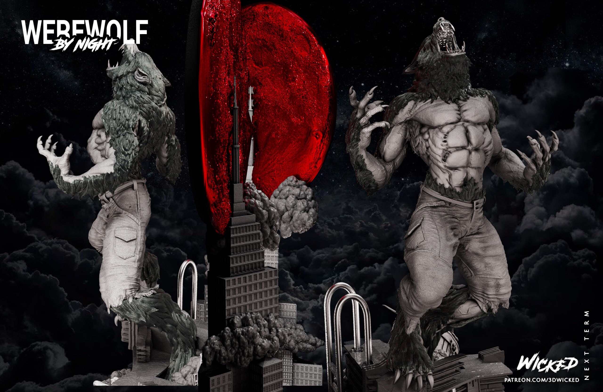 Werewolf Statue STL Model STL File 3D Printable Model - Etsy