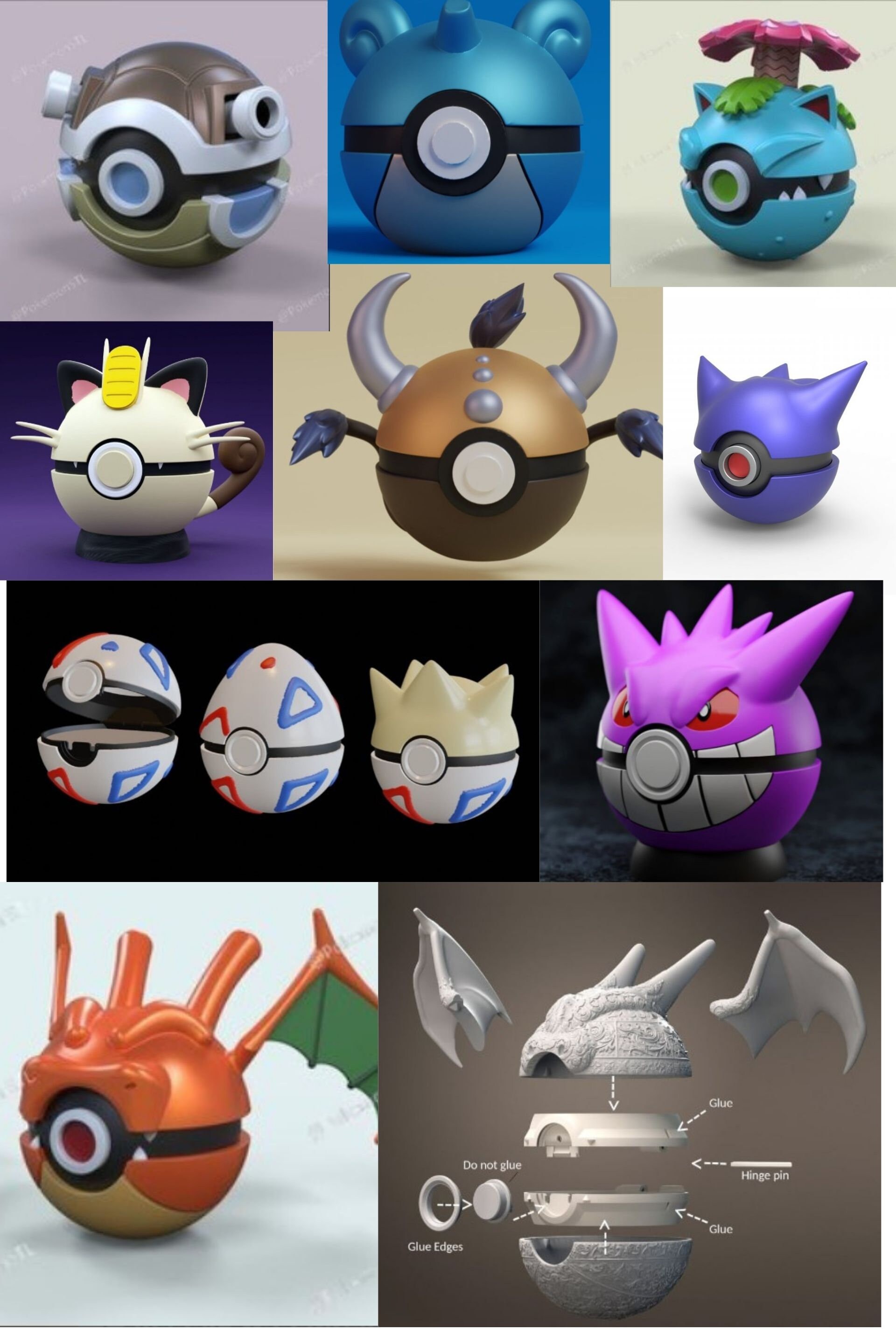 Pokeball Set STL Model STL File 3D Printable Model - Etsy