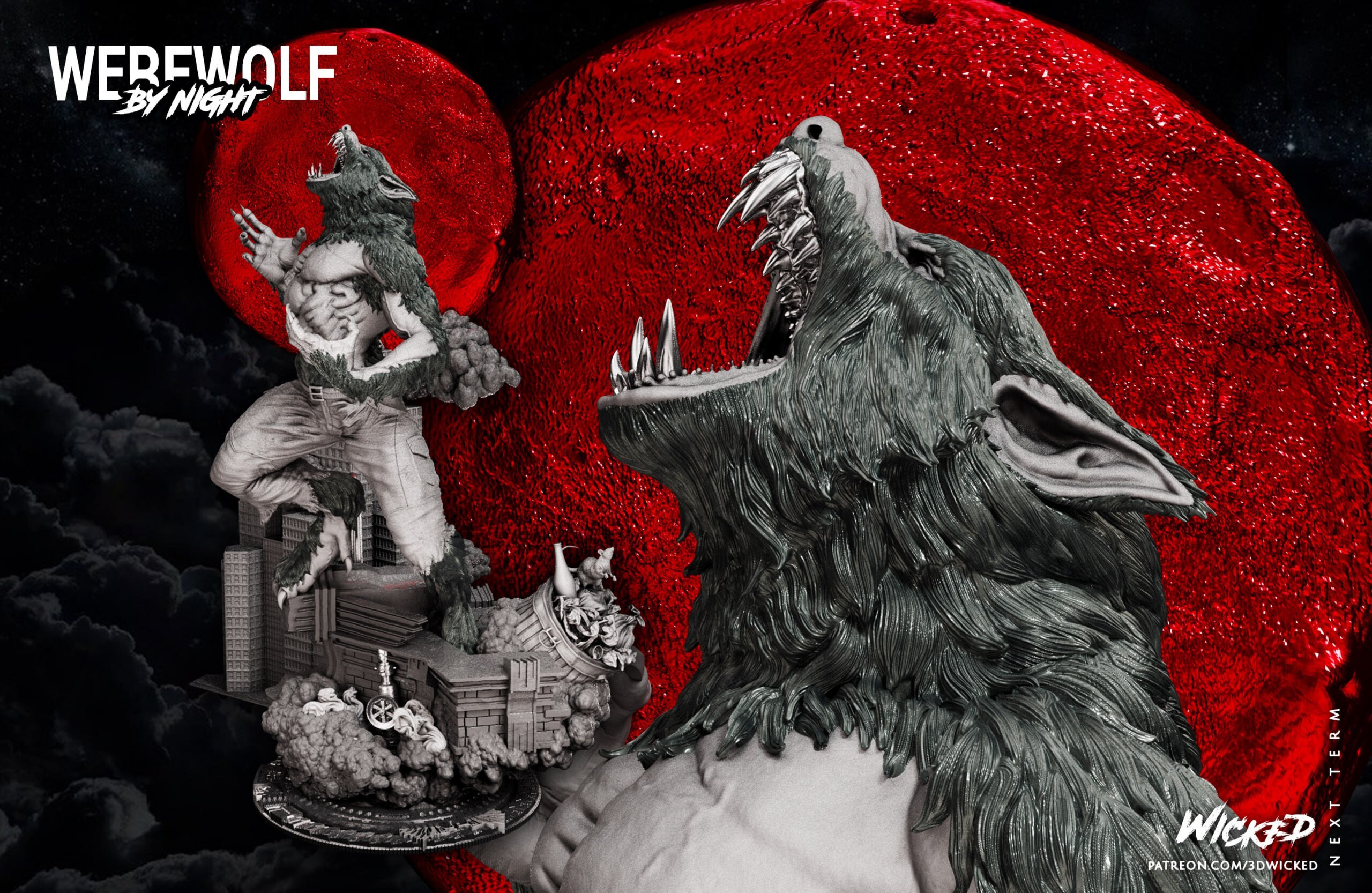 Werewolf Statue STL Model STL File 3D Printable Model - Etsy