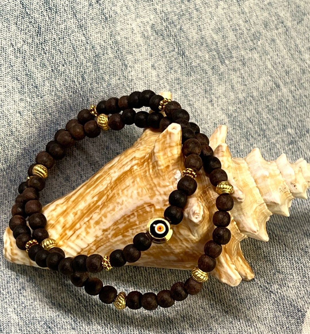 Set of Beaded Ebony & Matte Gold Bracelets - Etsy