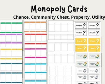 Monopoly Game Cards: Property, Utility, Chance & Community Chest ...