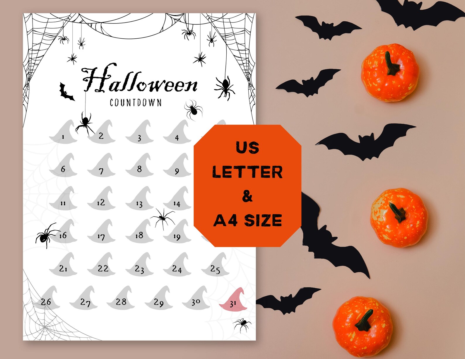 Halloween Countdown Printable: Spooky Advent Calendar (instant Download ...