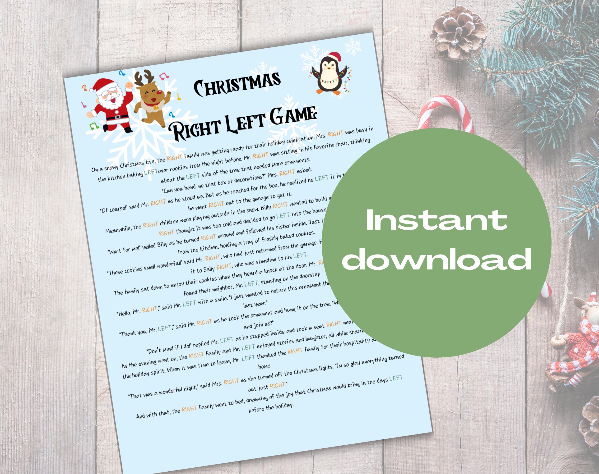 Christmas Left Right Game, Elf Left Right Game, Right Left Game, Left ...