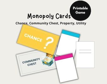 Monopoly Game Cards: Property, Utility, Chance & Community Chest ...