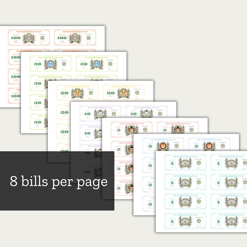 African Animal Play Money Template | Play Money Printable for Kids | Canva Editable Digital ...