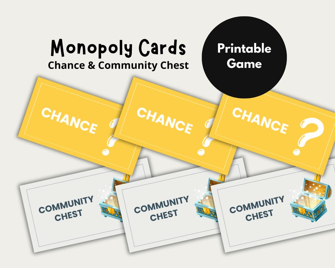 Monopoly Cards, Chance and Community Chest, Custom Monopoly Game ...