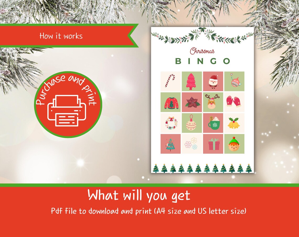 Christmas Bingo Game: 30 Printable Holiday Cards (PDF) - Etsy