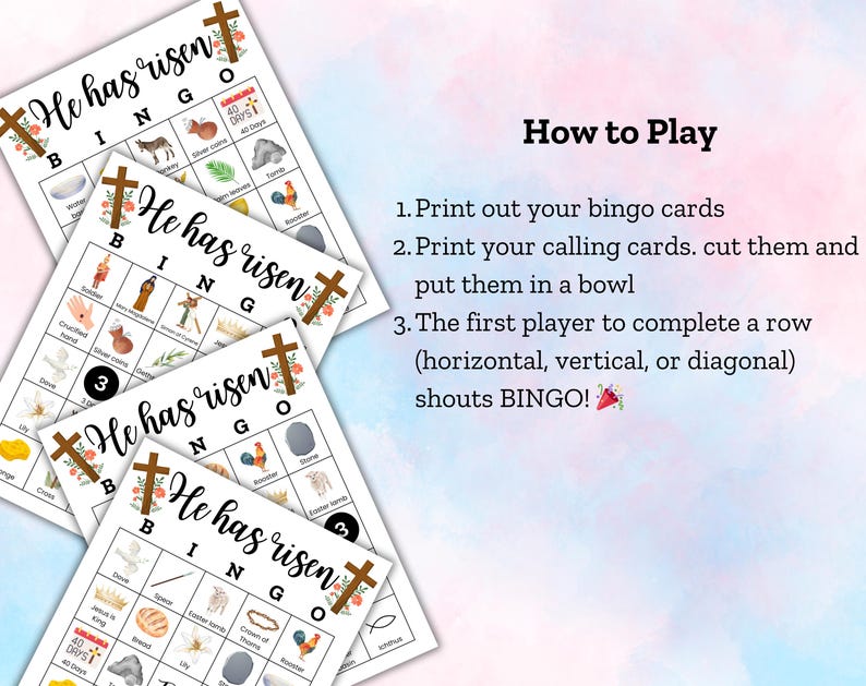 Religious Easter Bingo, Resurrection Bingo, Easter Bingo, Easter Story ...