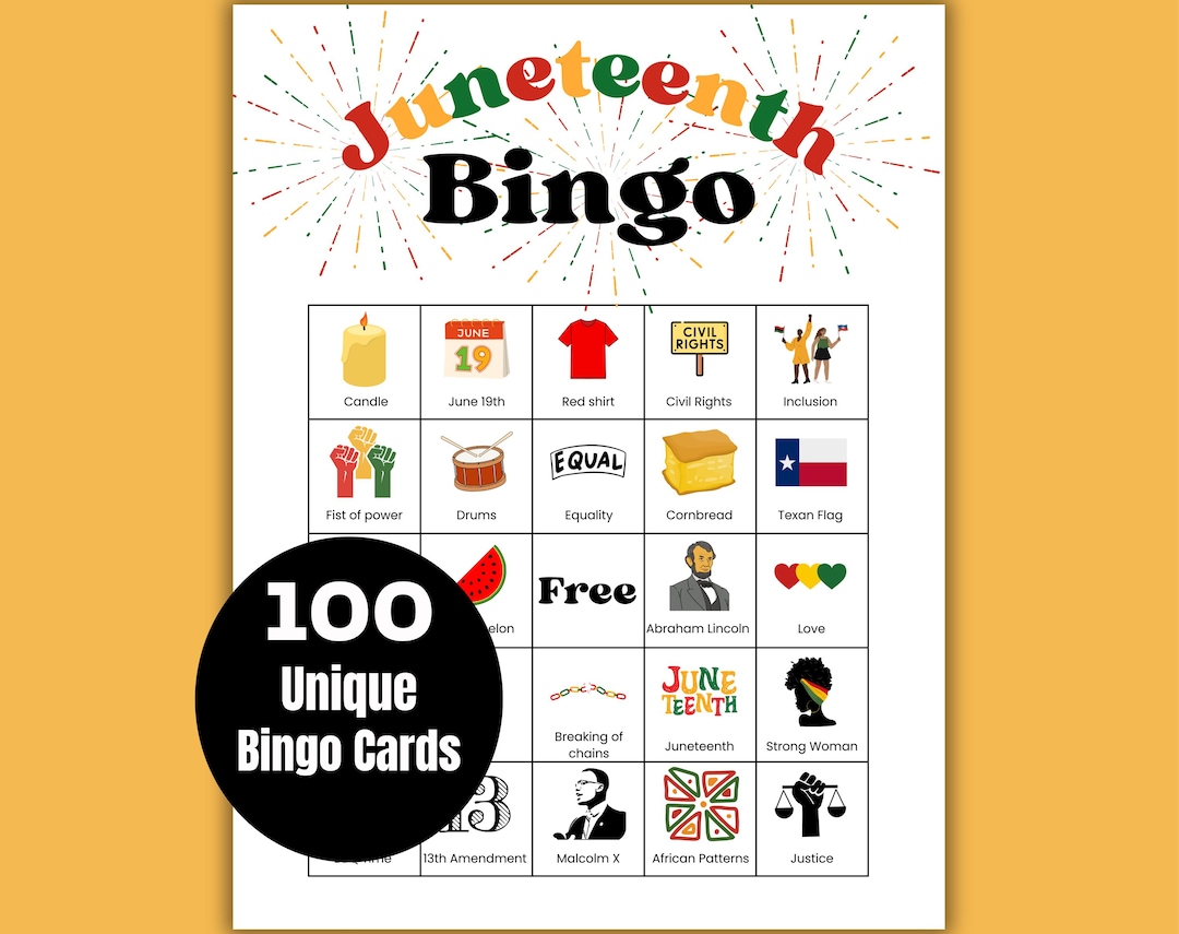 Juneteenth Bingo, Juneteenth Games, Black History Month, Juneteenth ...