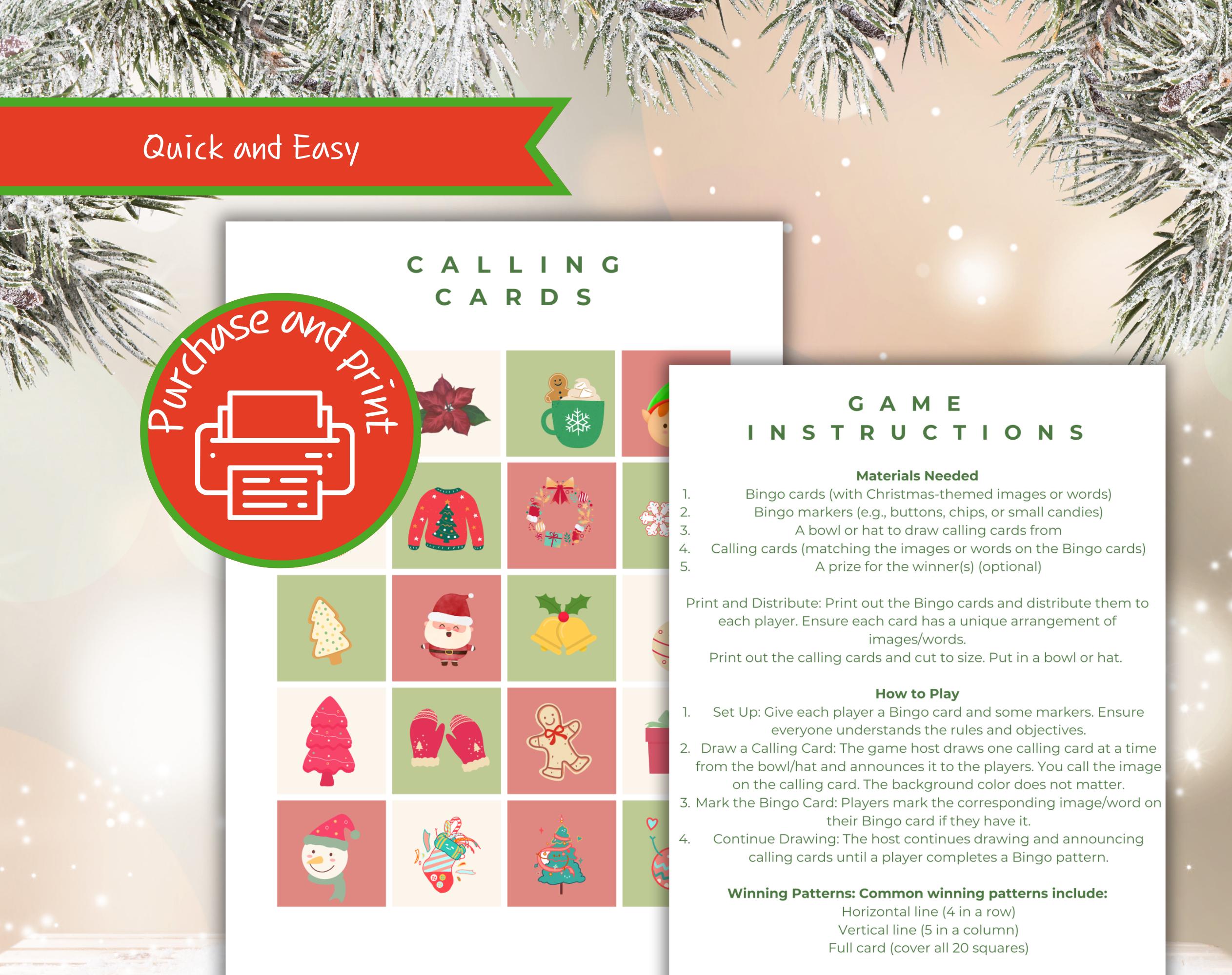 Christmas Bingo Game: 30 Printable Holiday Cards (PDF) - Etsy