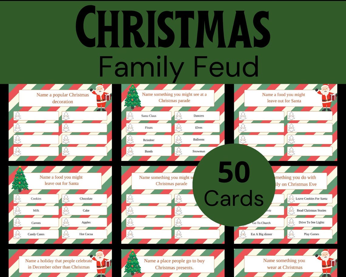 Christmas Family Feud Game: Holiday Party Printable (PDF) - Etsy