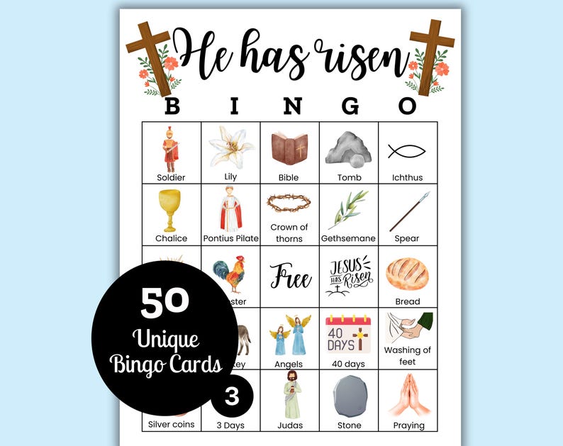 Resurrection Bingo, Religious Easter Bingo, Easter Bingo, Easter Story ...