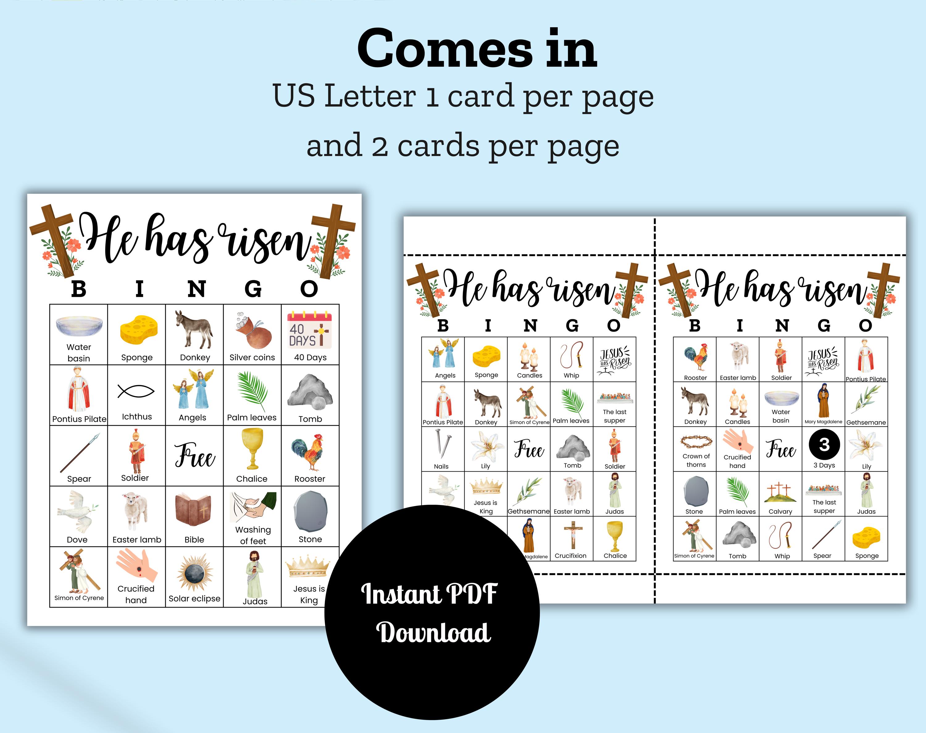 Resurrection Bingo, Religious Easter Bingo, Easter Bingo, Easter Story ...