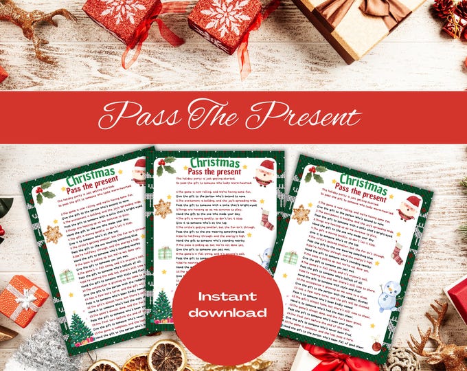 Pass the Present Christmas Party Game Pass the Gift Game, Gift Exchange ...