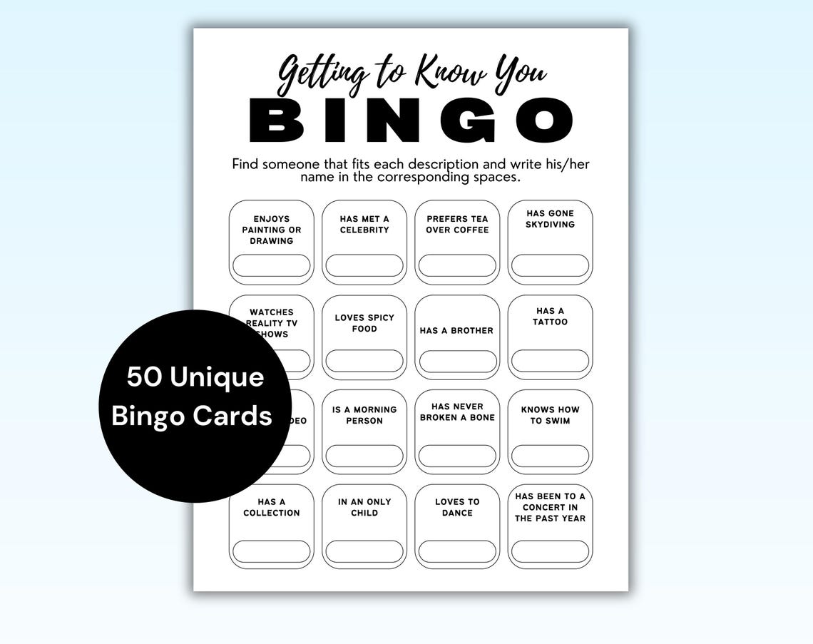 Getting to Know You Bingo: Mix and Mingle Icebreaker (printable) - Etsy