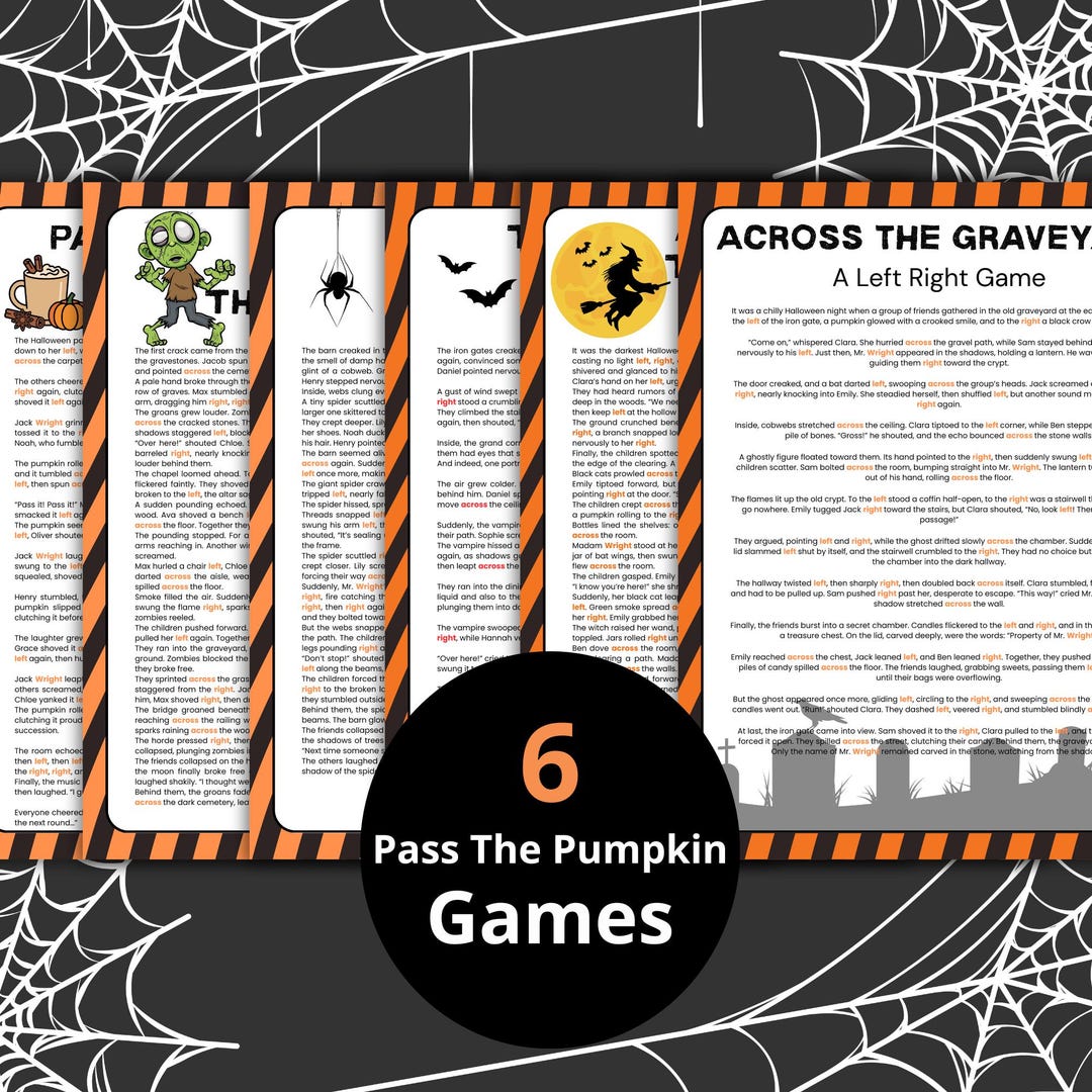 Halloween Left Right Game, Pass the Pumpkin, Office Party (PDF) - Etsy