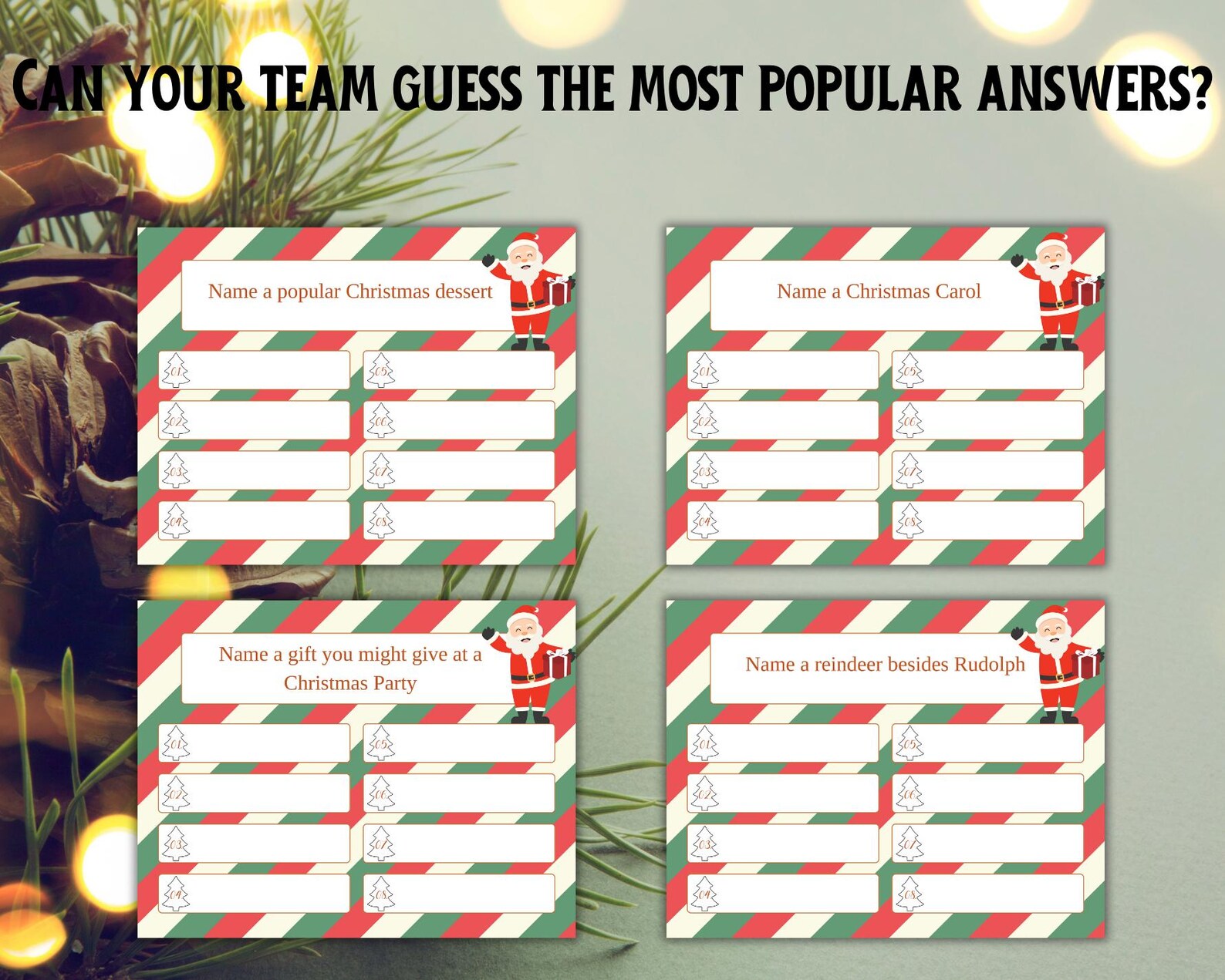 Christmas Family Feud Game: Holiday Party Printable (PDF) - Etsy