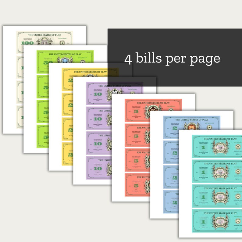 African Animal Play Money Template | Play Money Printable for Kids | Canva Editable Digital ...