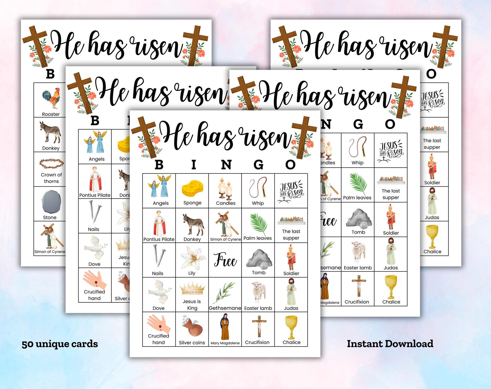 Religious Easter Bingo, Resurrection Bingo, Easter Bingo, Easter Story ...