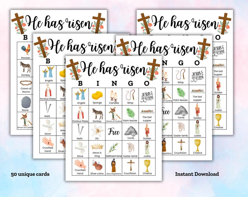 Religious Easter Bingo, Resurrection Bingo, Easter Bingo, Easter Story ...