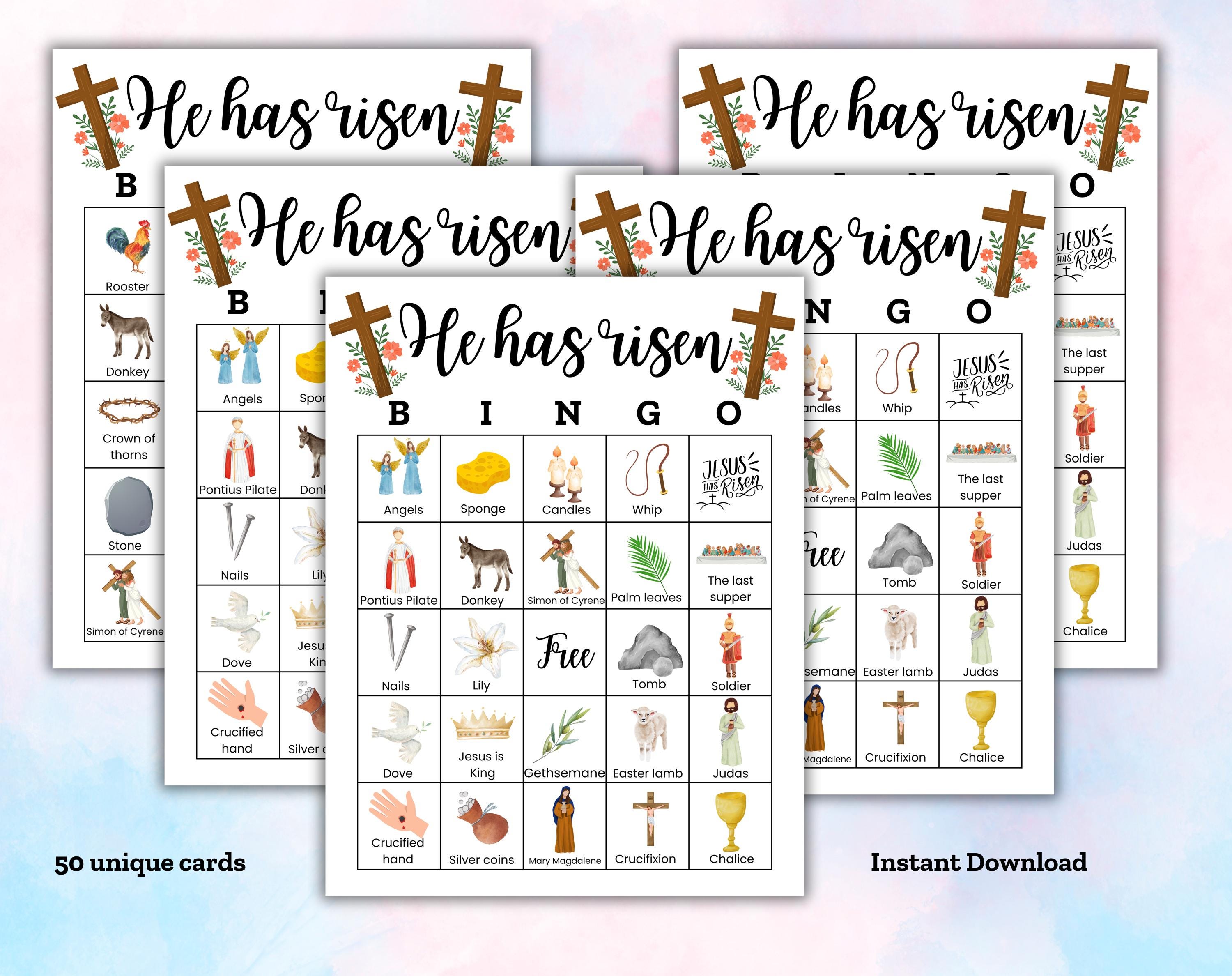 Religious Easter Bingo, Resurrection Bingo, Easter Bingo, Easter Story ...