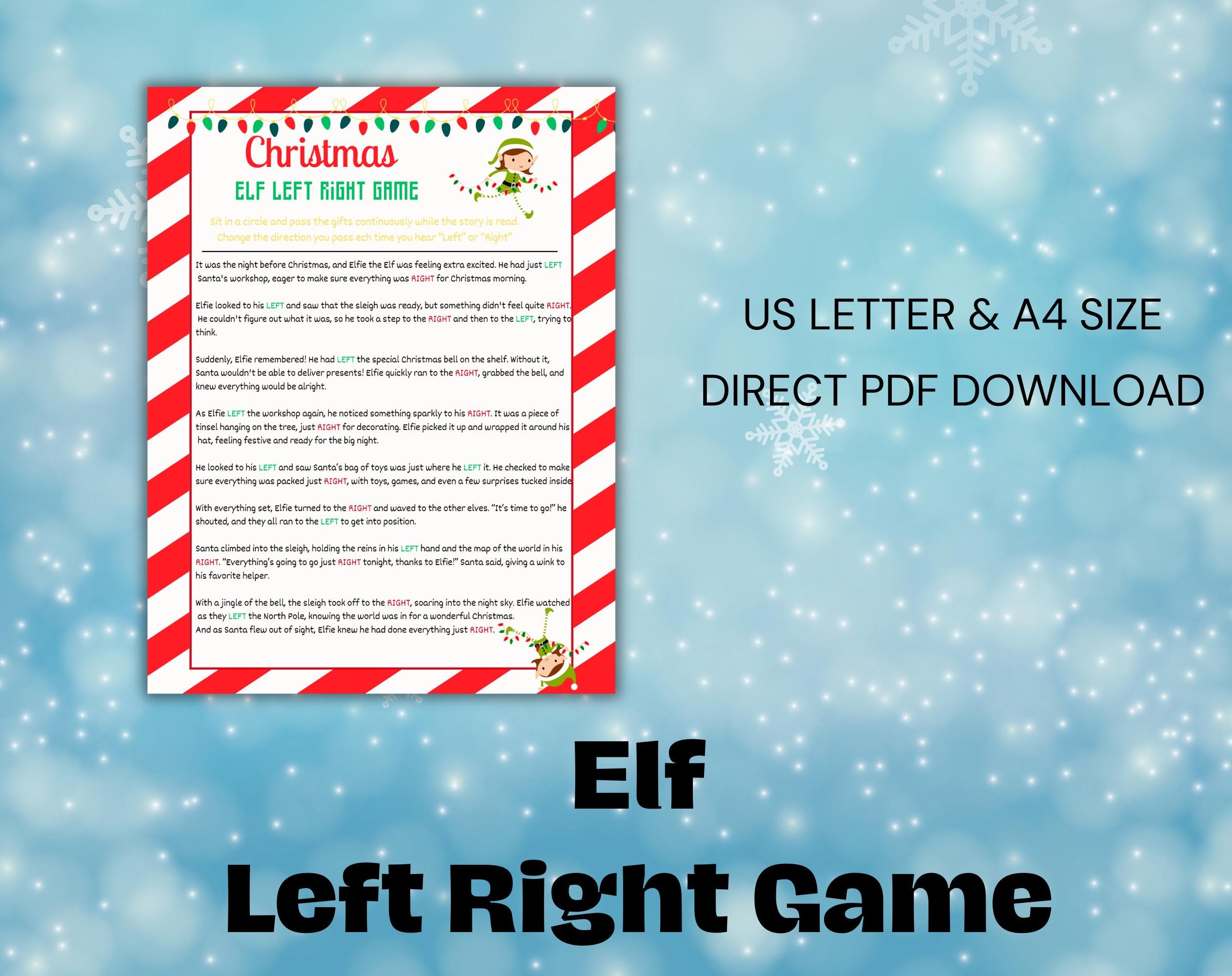Christmas Left Right Game, Elf Left Right Game, Right Left Game, Left ...