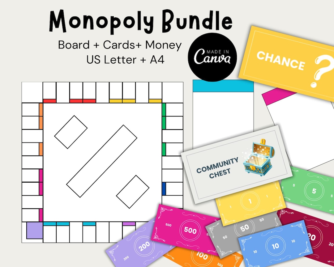 Ultimate Monopoly Bundle With Custom Board, Game Pieces, Fake Money ...