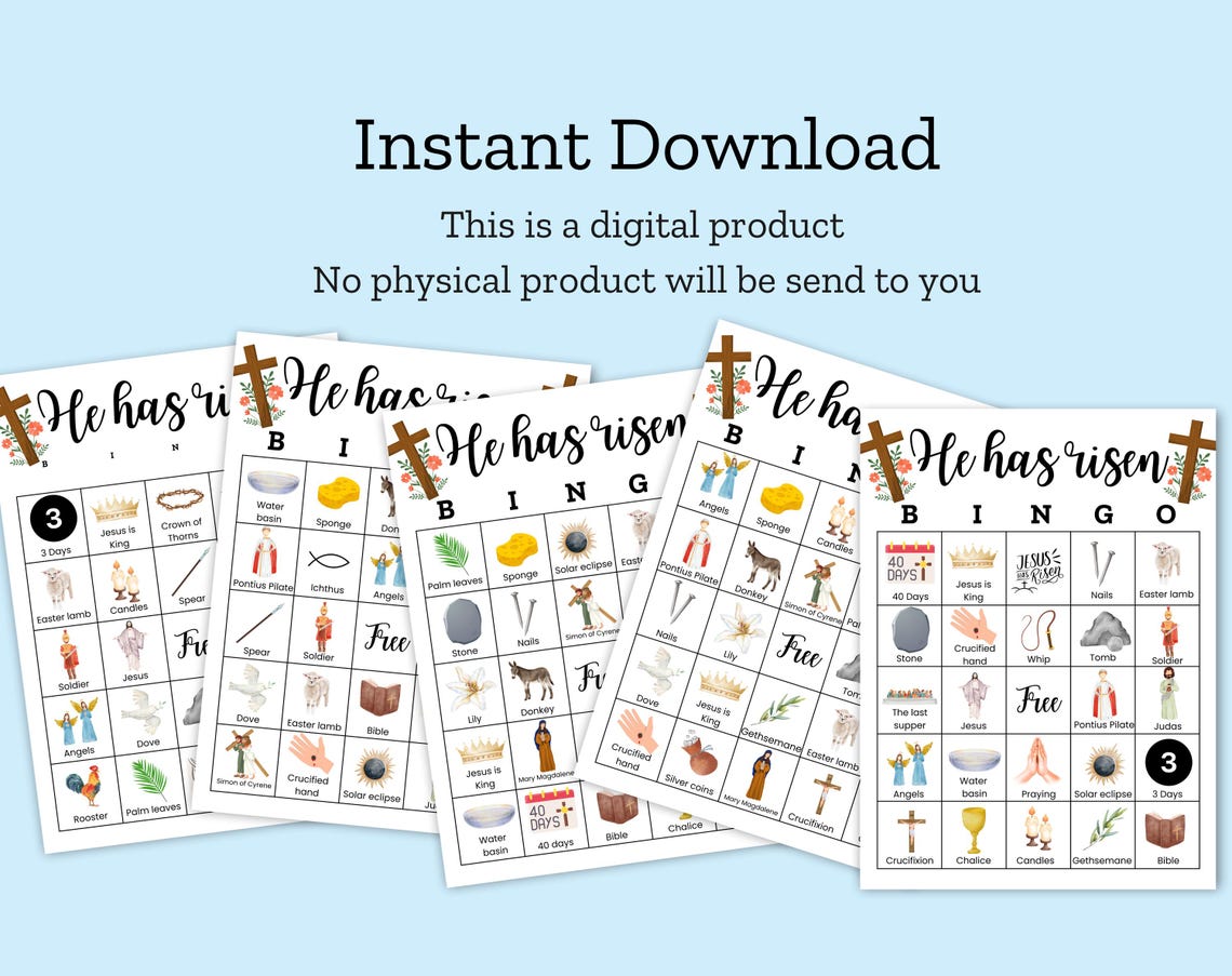 Resurrection Bingo, Religious Easter Bingo, Easter Bingo, Easter Story ...