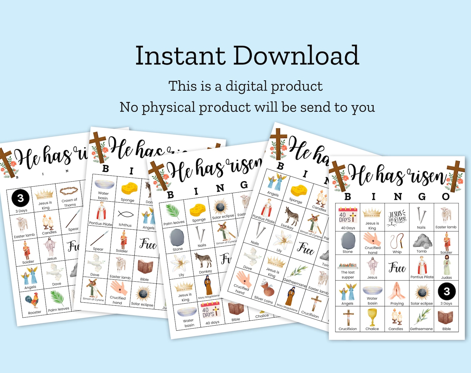 Resurrection Bingo, Religious Easter Bingo, Easter Bingo, Easter Story ...