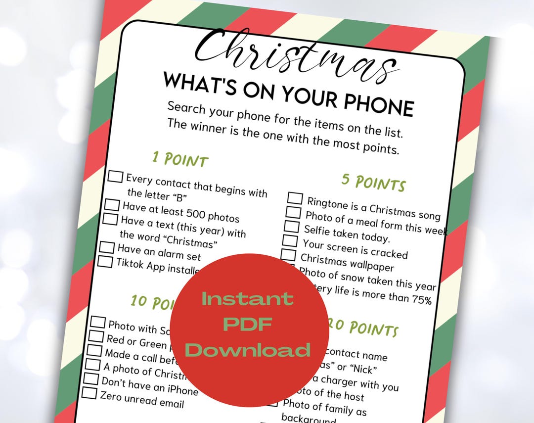Whats on Your Phone Christmas Game, Whats on Your Phone, Whats in Your ...