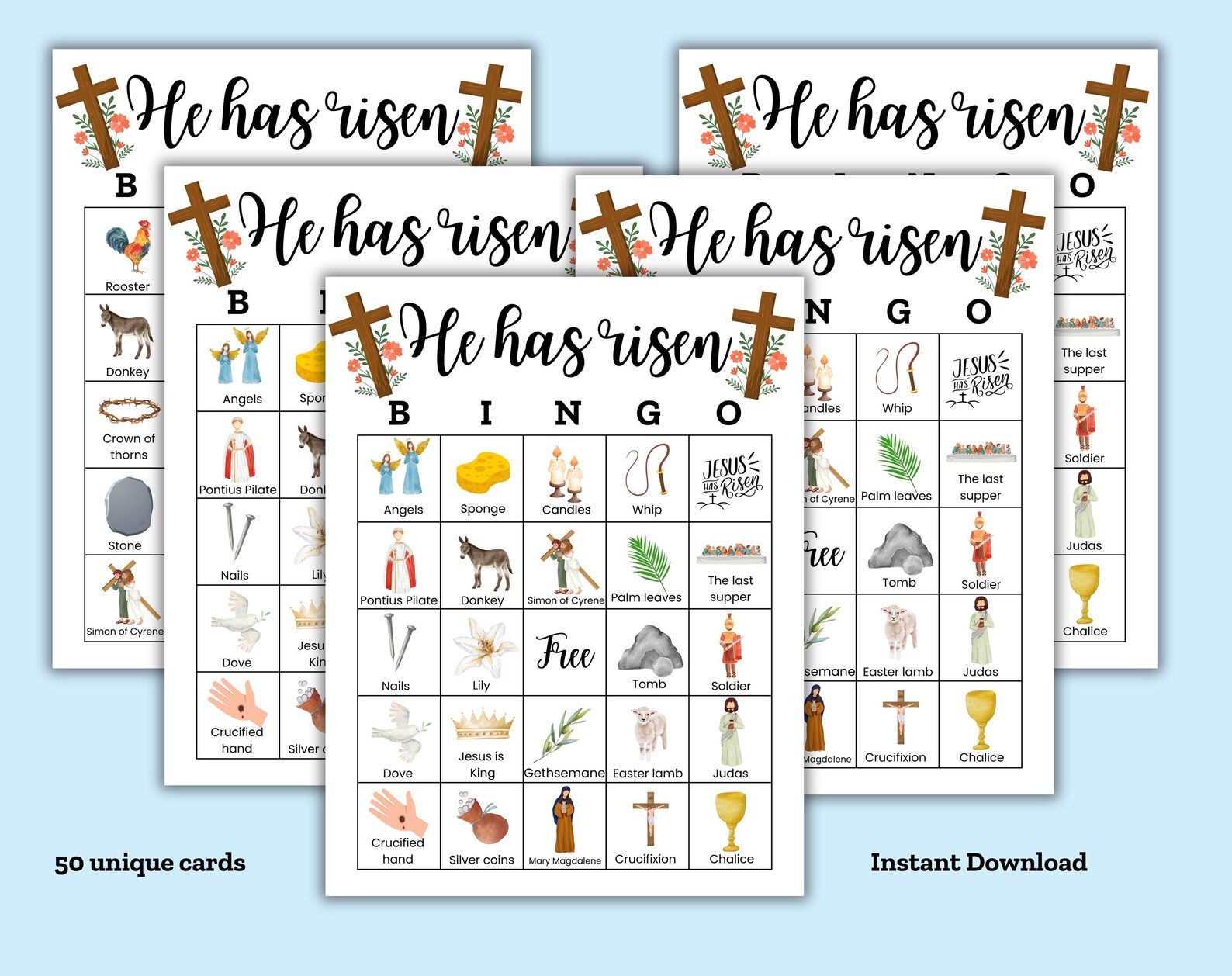 Resurrection Bingo, Religious Easter Bingo, Easter Bingo, Easter Story ...