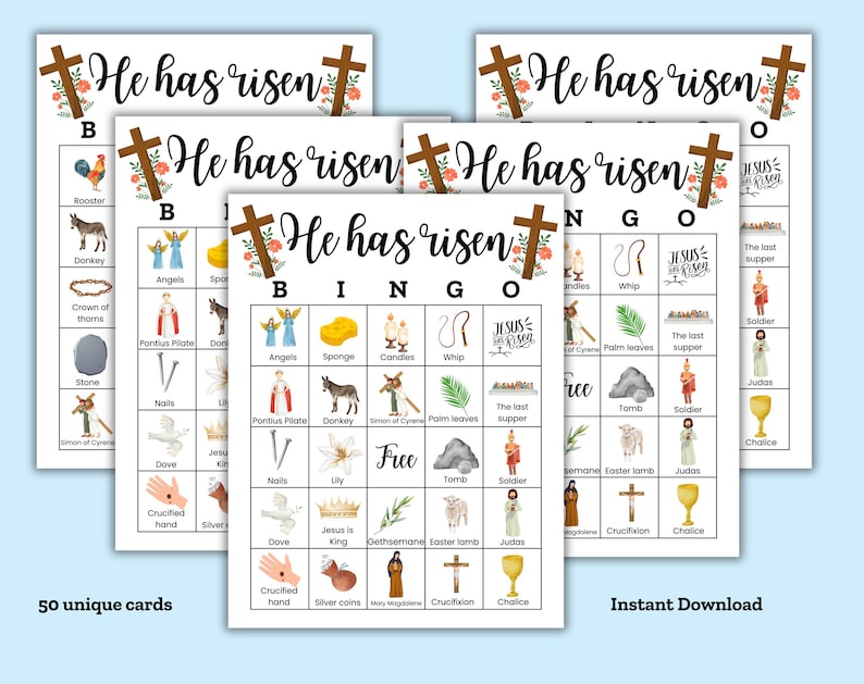 Resurrection Bingo, Religious Easter Bingo, Easter Bingo, Easter Story ...