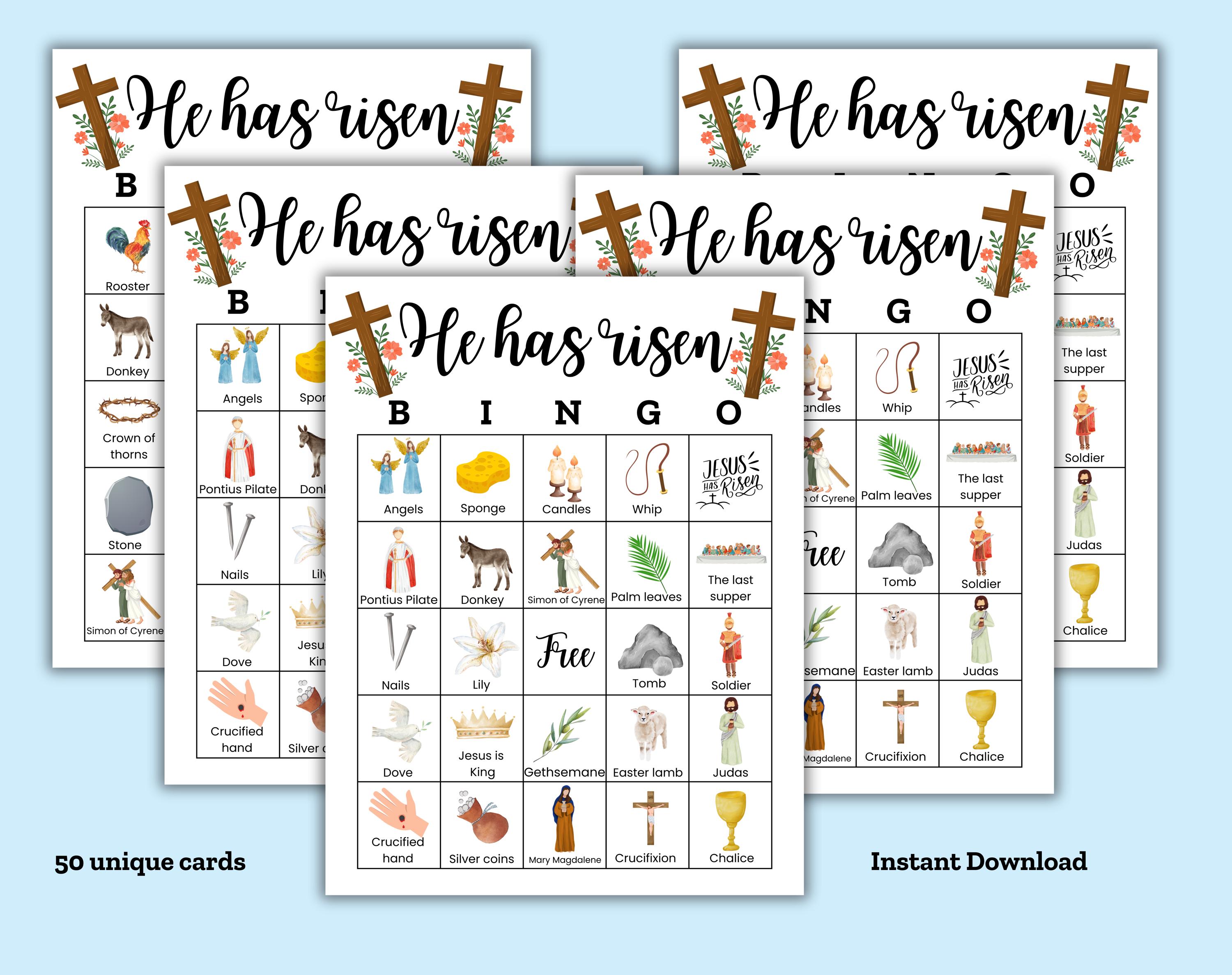 Resurrection Bingo, Religious Easter Bingo, Easter Bingo, Easter Story ...