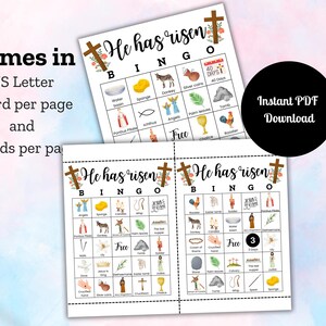 Religious Easter Bingo, Resurrection Bingo, Easter Bingo, Easter Story ...