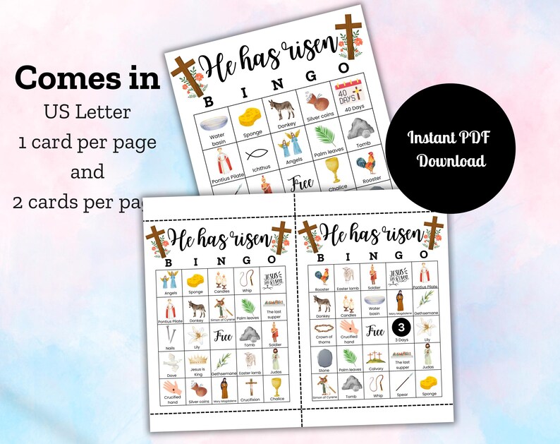 Religious Easter Bingo, Resurrection Bingo, Easter Bingo, Easter Story ...