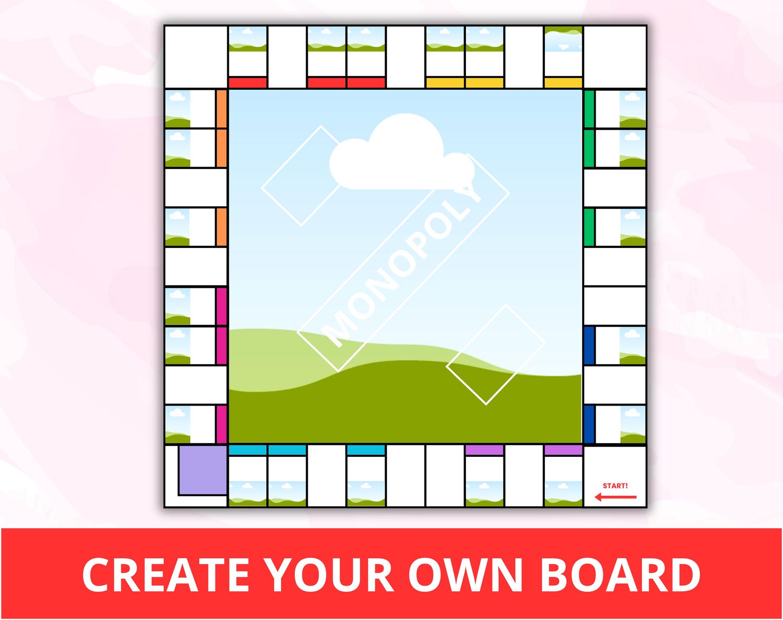 Custom Printable Monopoly Template Personalized Game Board DIY Canva ...