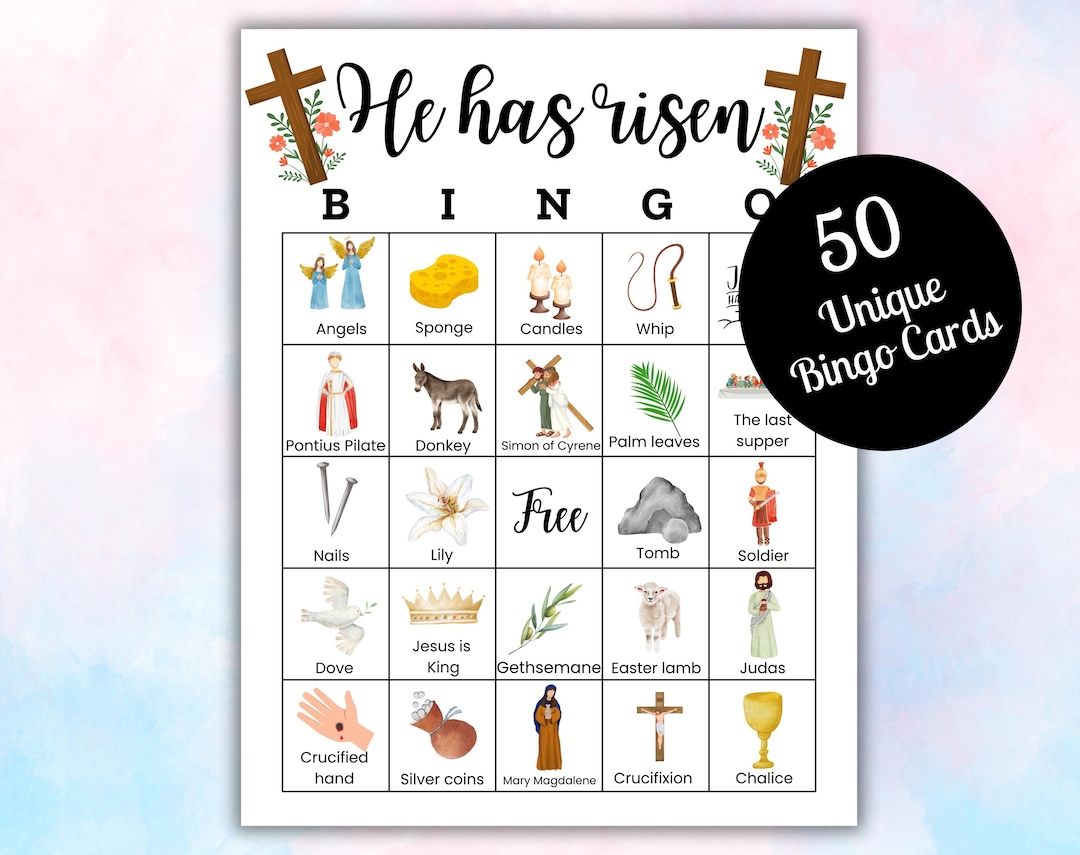 Religious Easter Bingo, Resurrection Bingo, Easter Bingo, Easter Story ...