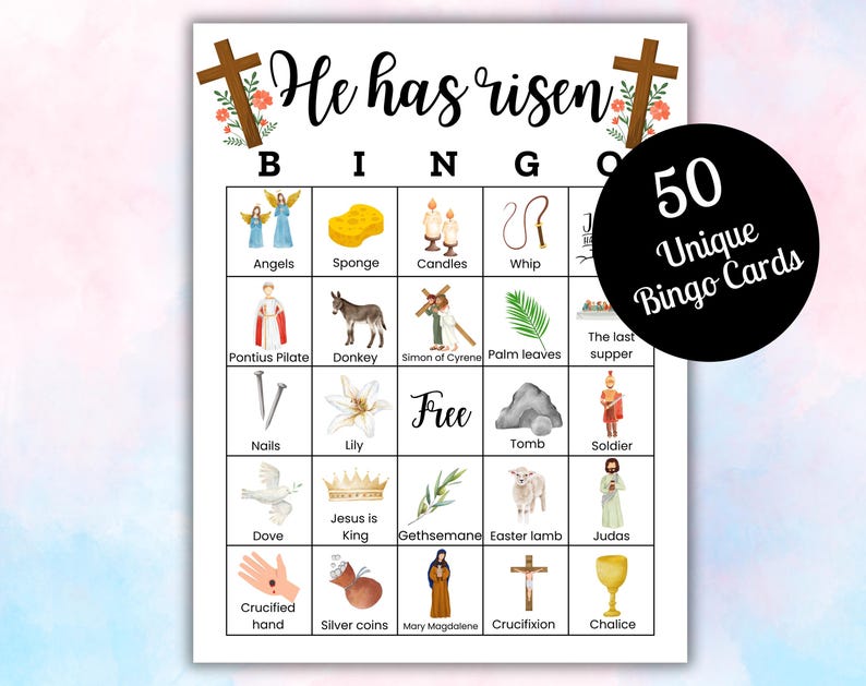 Religious Easter Bingo, Resurrection Bingo, Easter Bingo, Easter Story ...