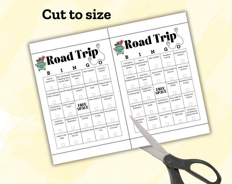 Road Trip Bingo, Car Bingo, Family Bingo, Adult Road Trip Game ...