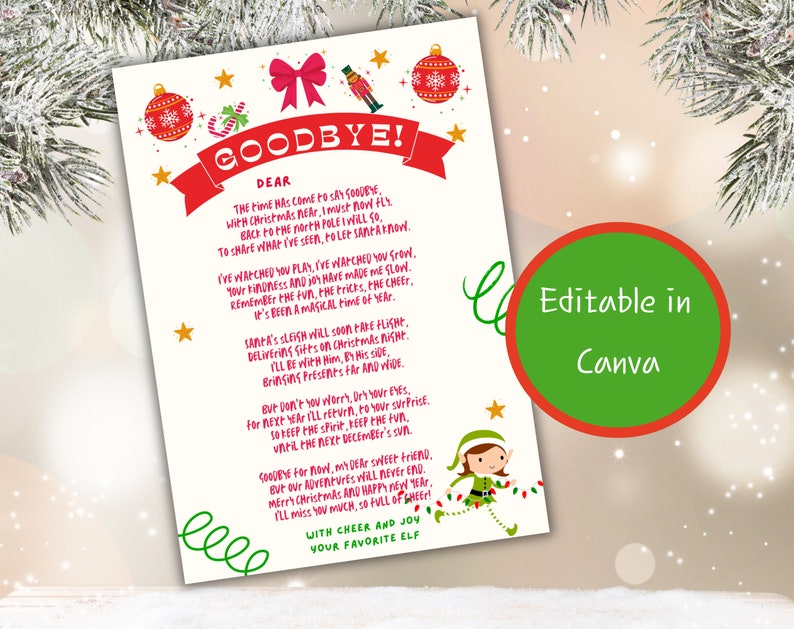 Editable Elf Welcome and Goodbye Letter Template (PDF) - Etsy