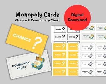 Monopoly Cards, Chance and Community Chest, Custom Monopoly Game ...