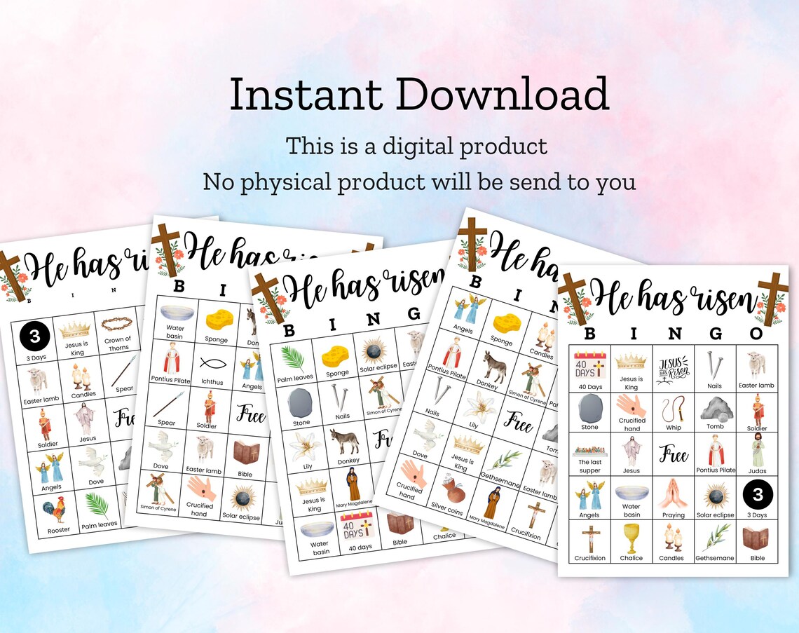 Religious Easter Bingo, Resurrection Bingo, Easter Bingo, Easter Story ...