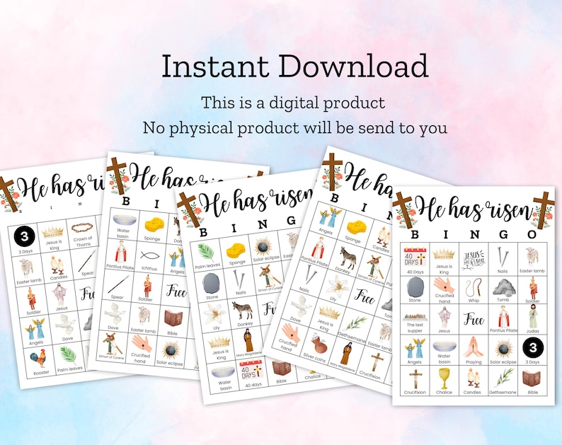 Religious Easter Bingo, Resurrection Bingo, Easter Bingo, Easter Story ...