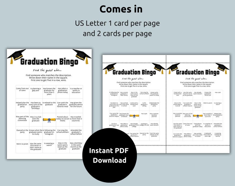 Graduation Bingo, Graduation Games, College Graduation, 2025 Graduation ...