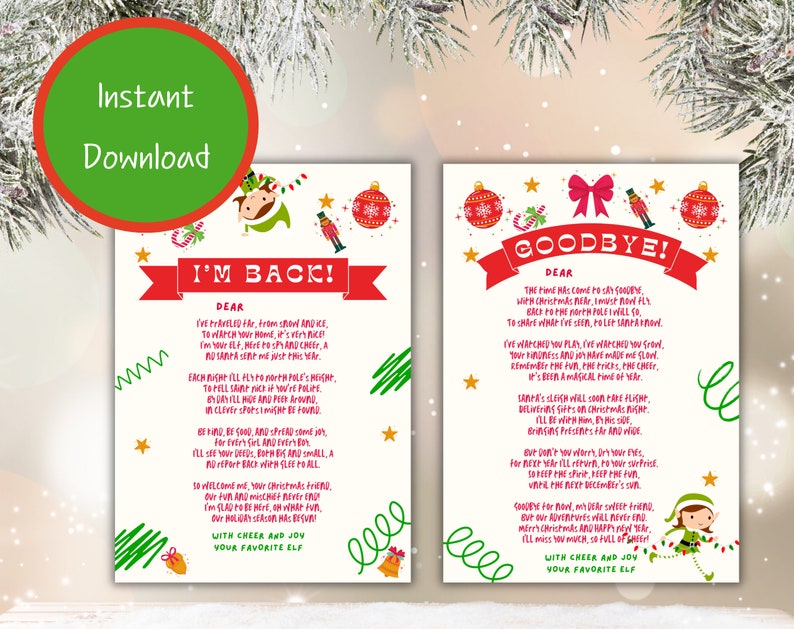 Editable Elf Welcome and Goodbye Letter Template (PDF) - Etsy