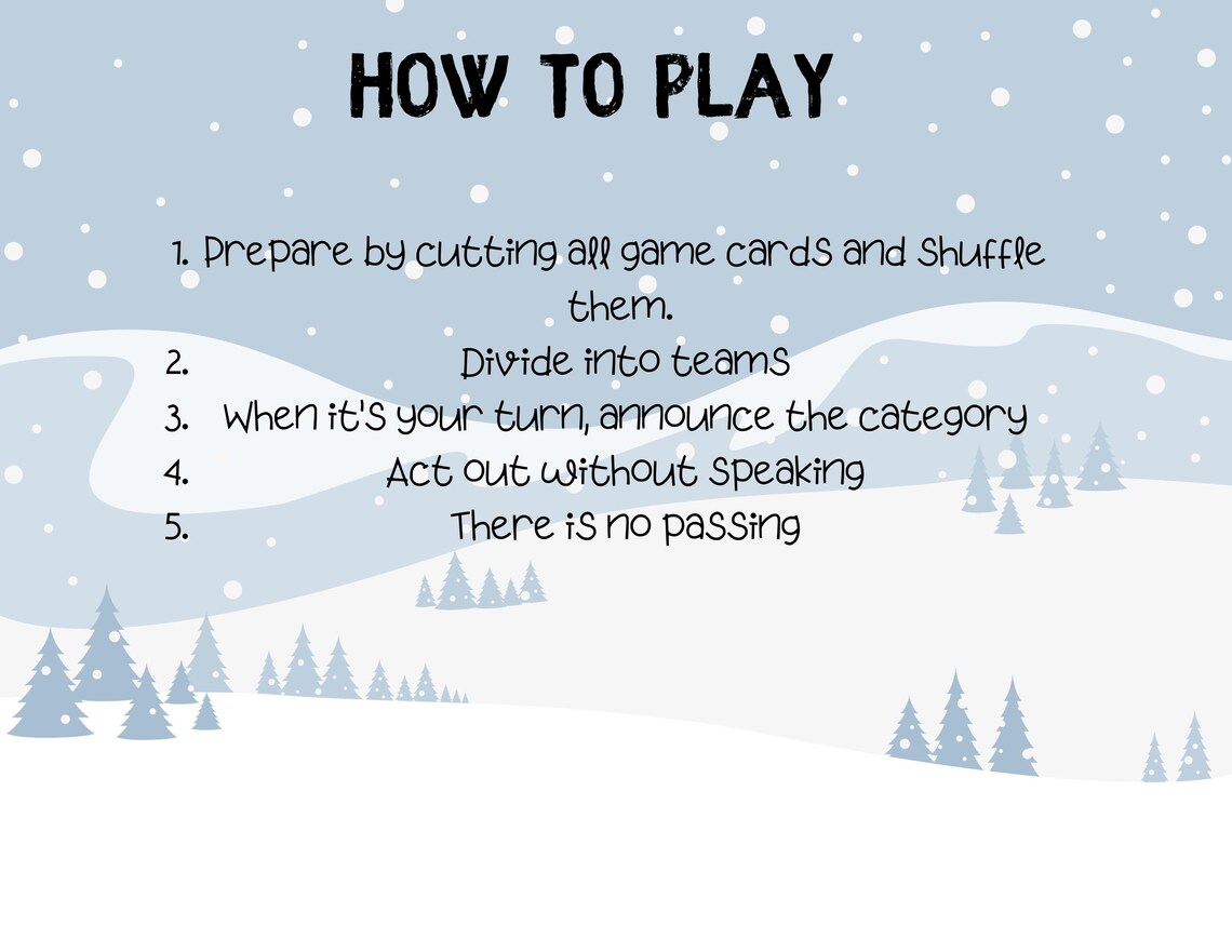 Christmas Charades, Christmas Charades Printable, Christmas Charades ...