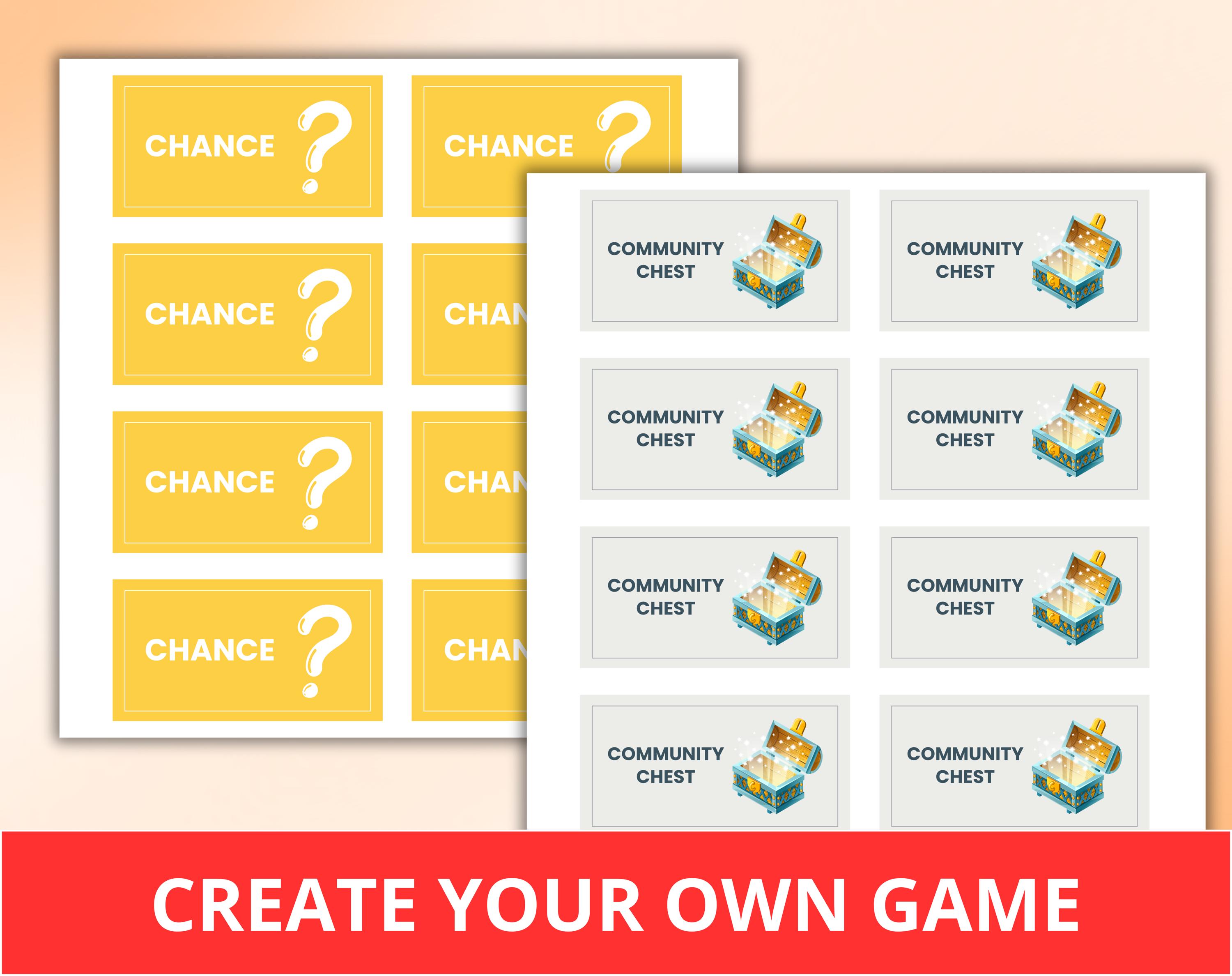 Custom Printable Monopoly Template Personalized Game Board DIY Canva ...